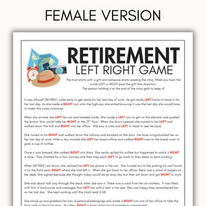Retirement Left Right Game, Pass the Prize Retirement Game, Office ...
