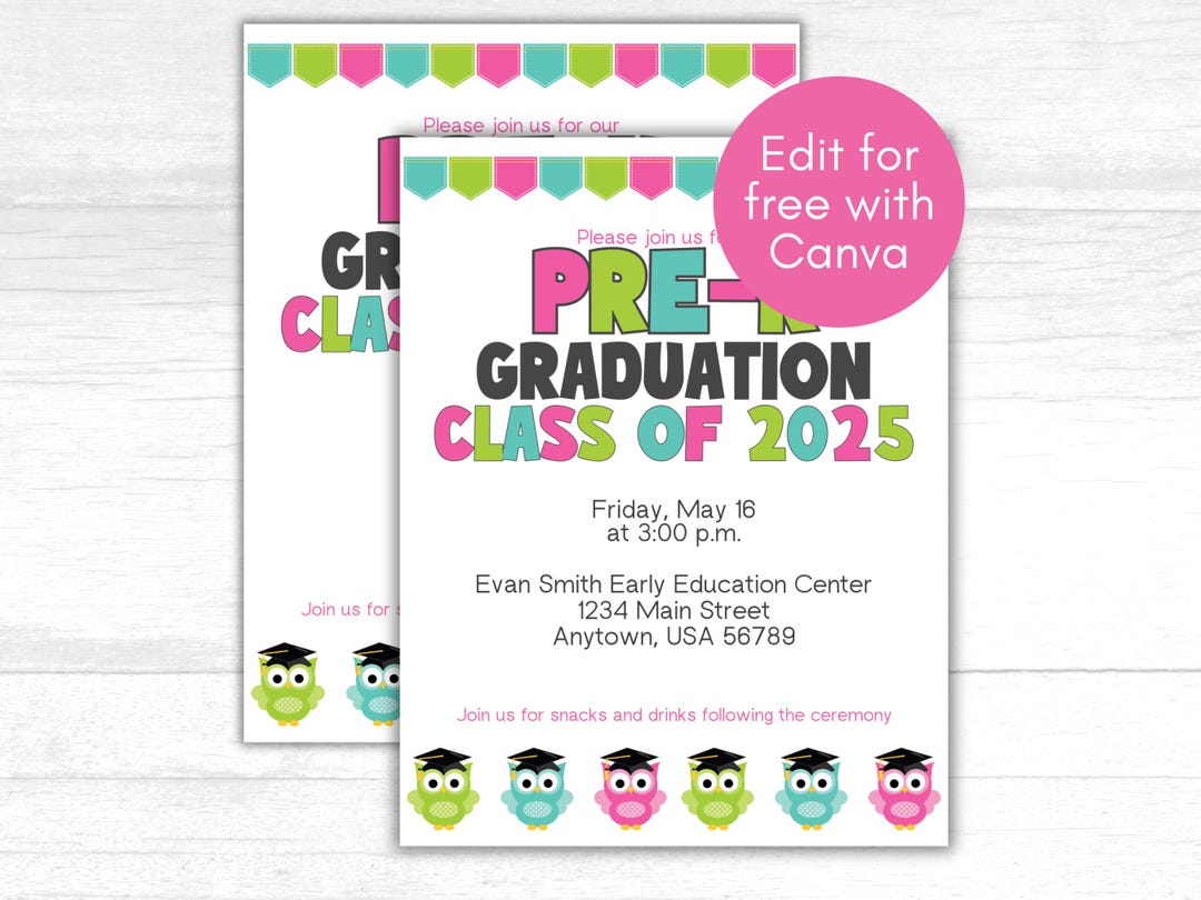Pre-k Graduation Invitation, Editable Pre-k Graduation, Class ...