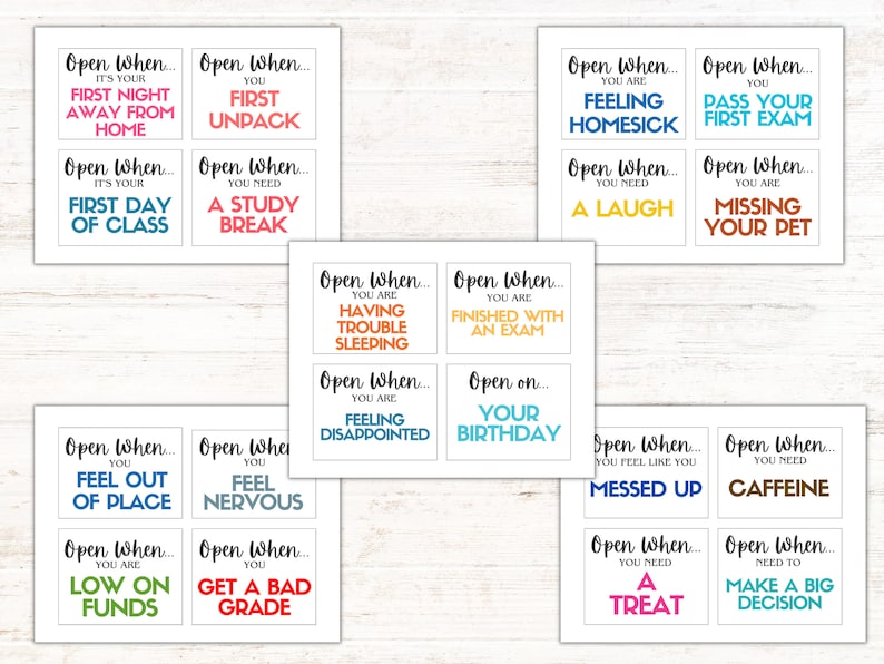 Open When Envelopes for College, Open When Letters, College Going Away ...