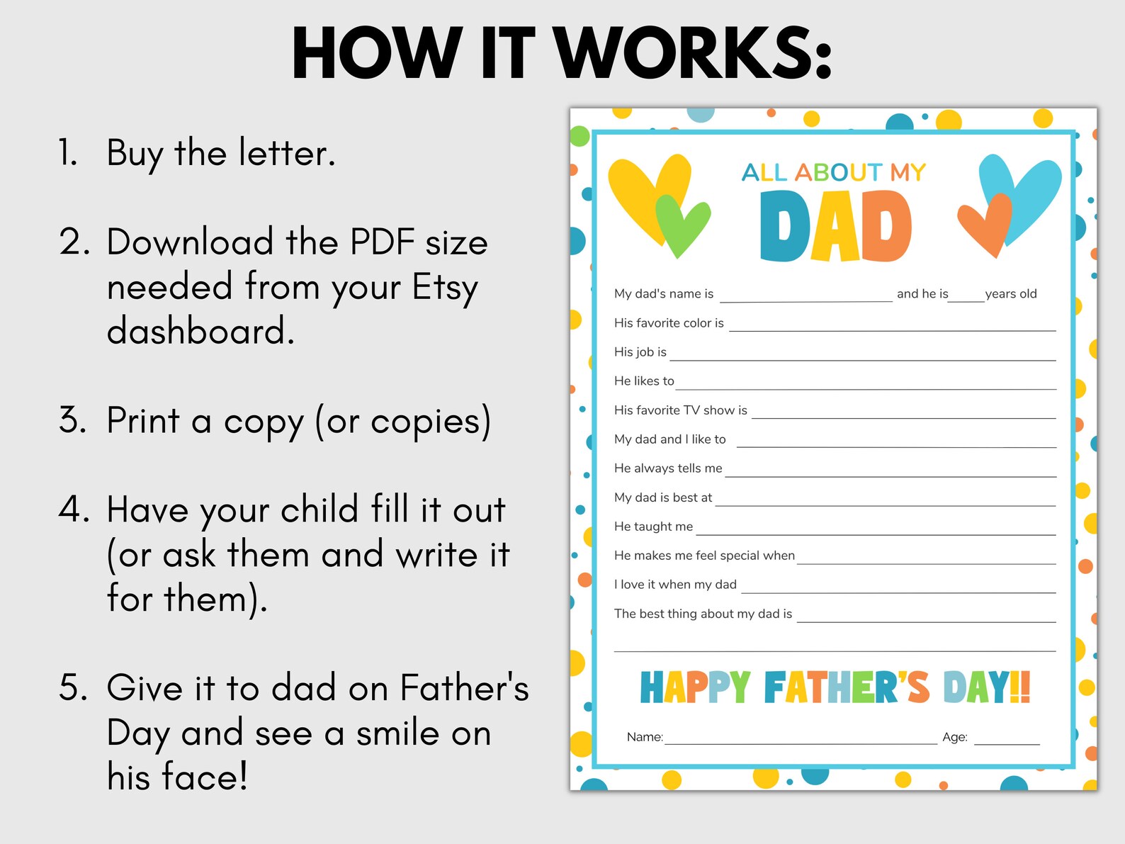All About My Daddy Printable, Father's Day Gift, All About Daddy ...