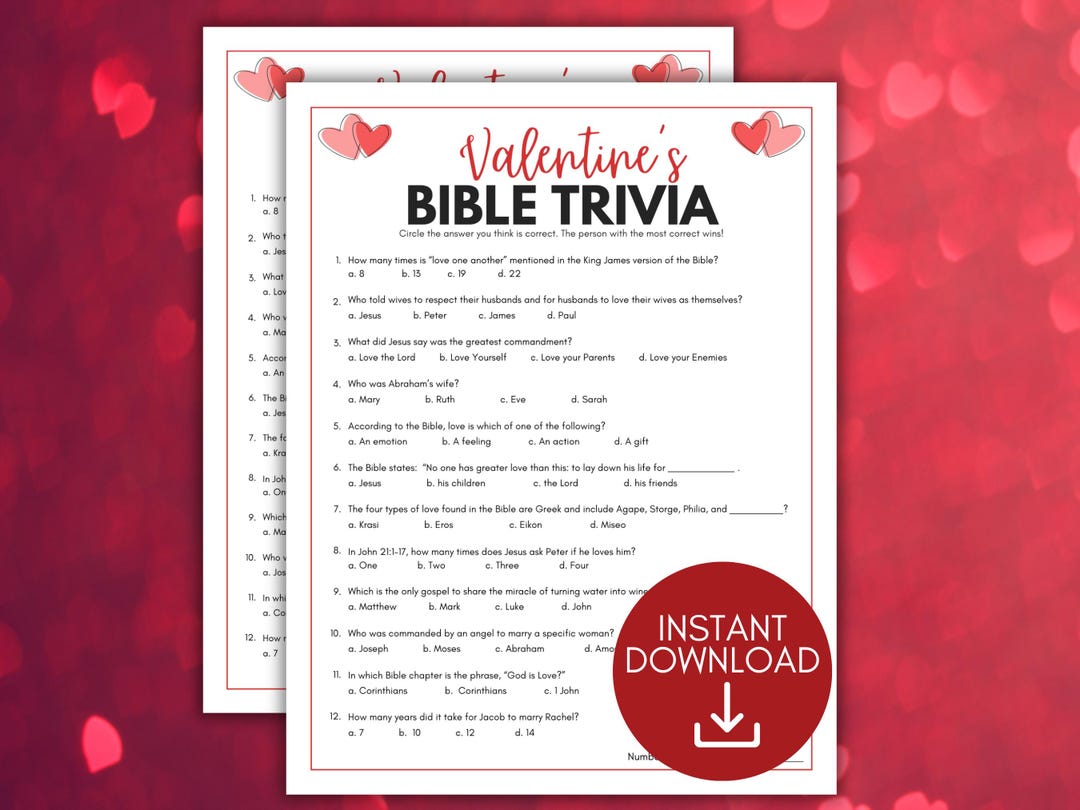 Valentine's Bible Trivia Game, Christian Valentine's Trivia Game ...