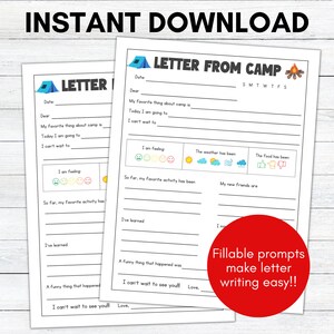 Printable Letter From Camp, Summer Camp Letter, Summer Camp Stationery ...