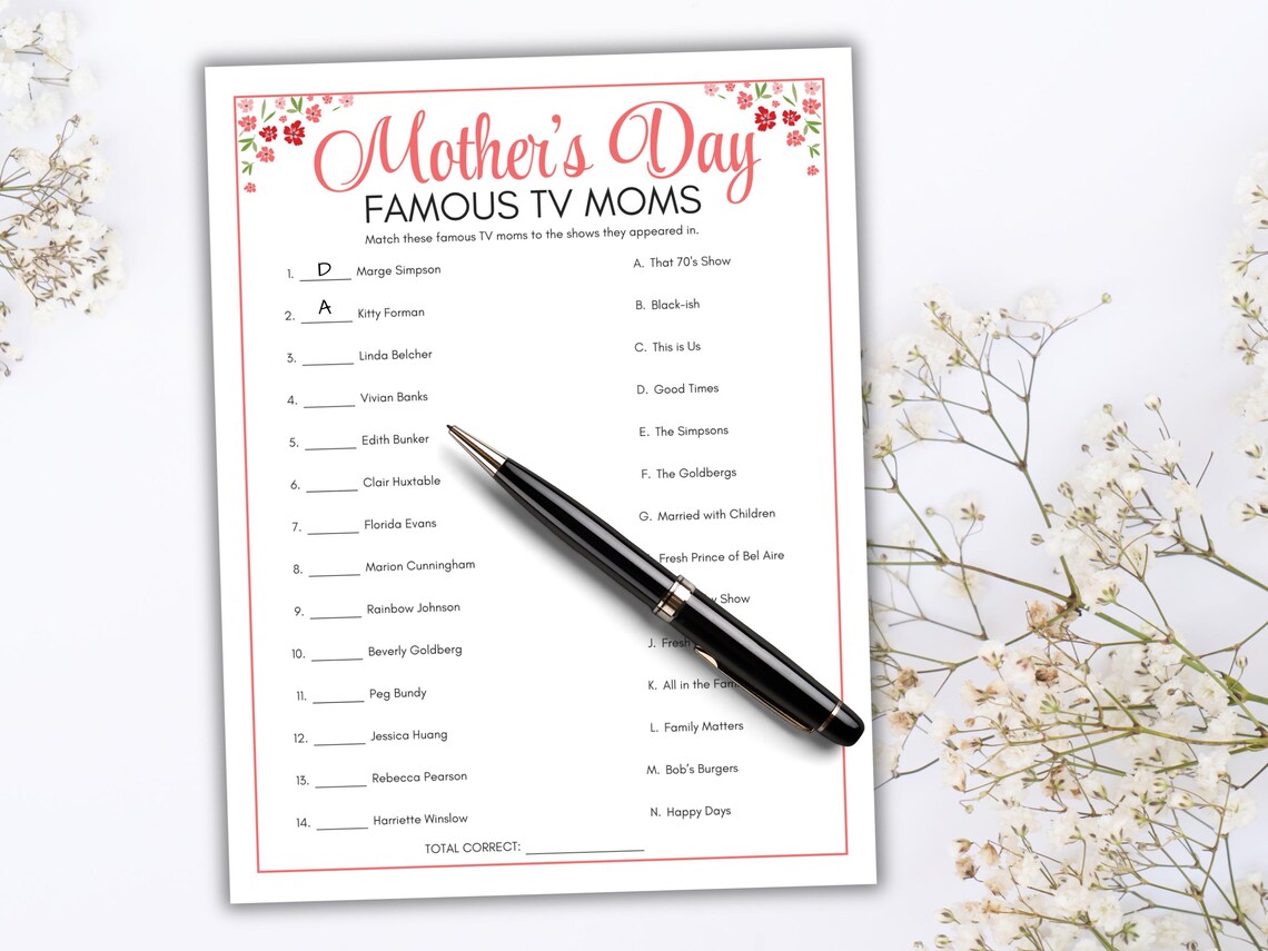 Mother's Day Famous Moms Match Game, Mother's Day Celebrity Match Game ...