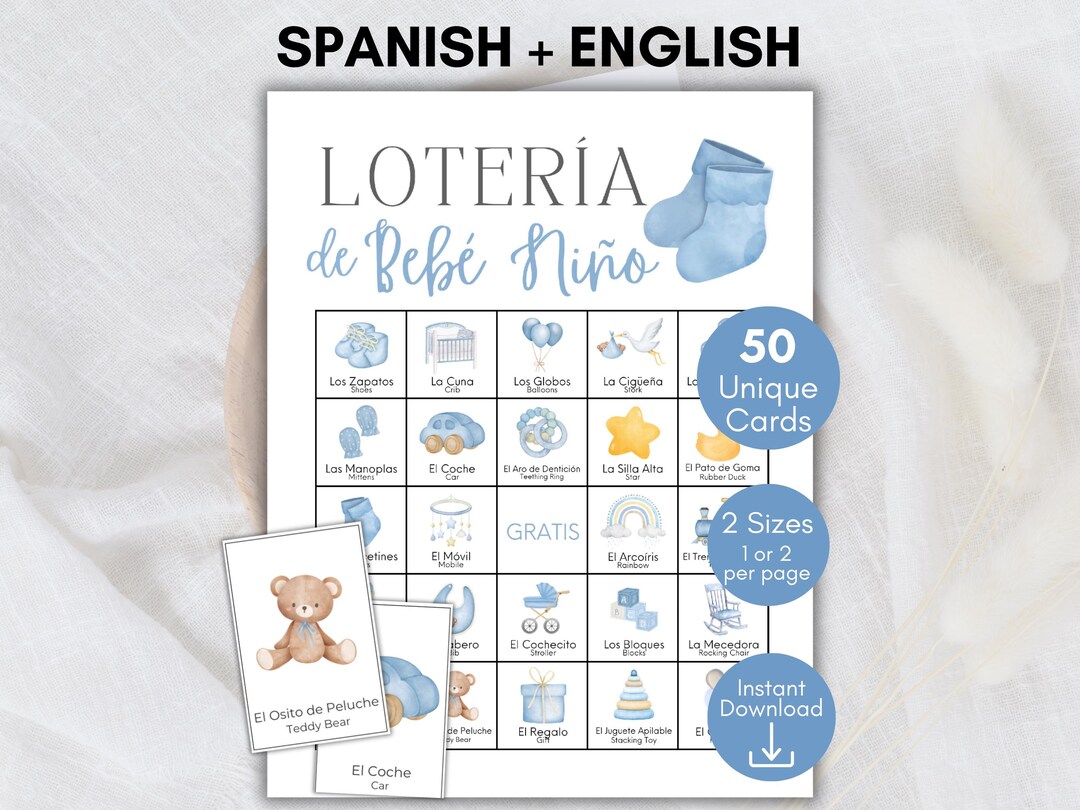 Bingo para bebé niño en español, Cartones de bingo en español, Juego de ...