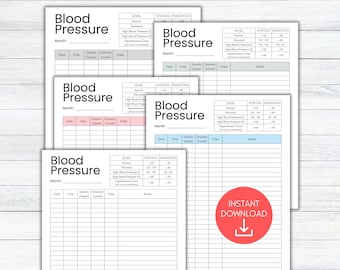 Blood Pressure Chart Printable Instant Download, Medical Tracker, Blood ...