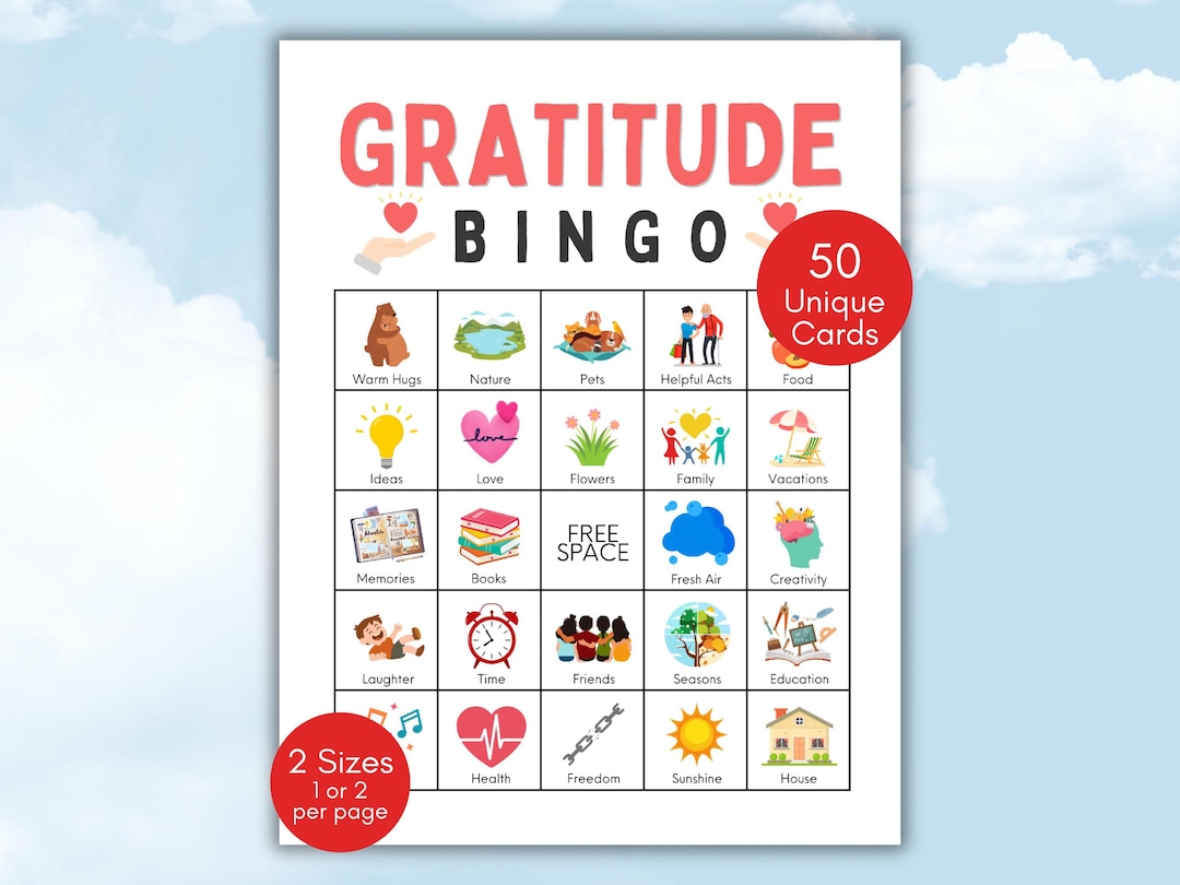 Gratitude Bingo, Thankful Bingo Cards, Counseling Bingo Game, Mental ...