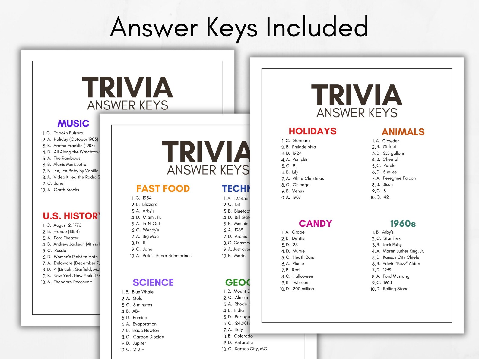 Pub Trivia Games Bundle, Trivia Night Games, Family Game Night, Trivia ...