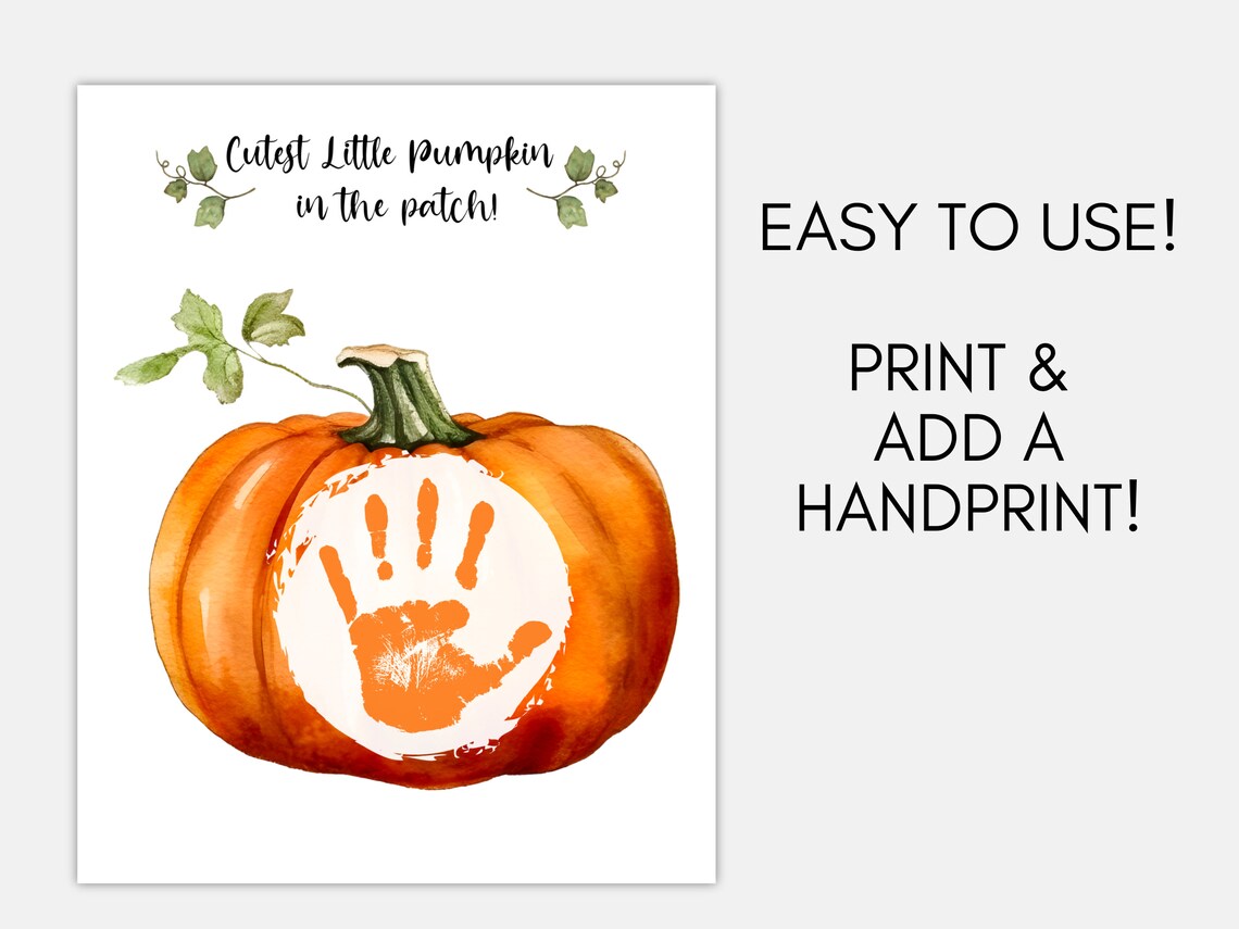 Pumpkin Handprint Art Printable, Pumpkin Printable, Halloween Handprint ...