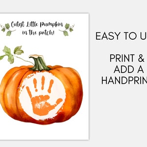 Pumpkin Handprint Art Printable, Pumpkin Printable, Halloween Handprint ...