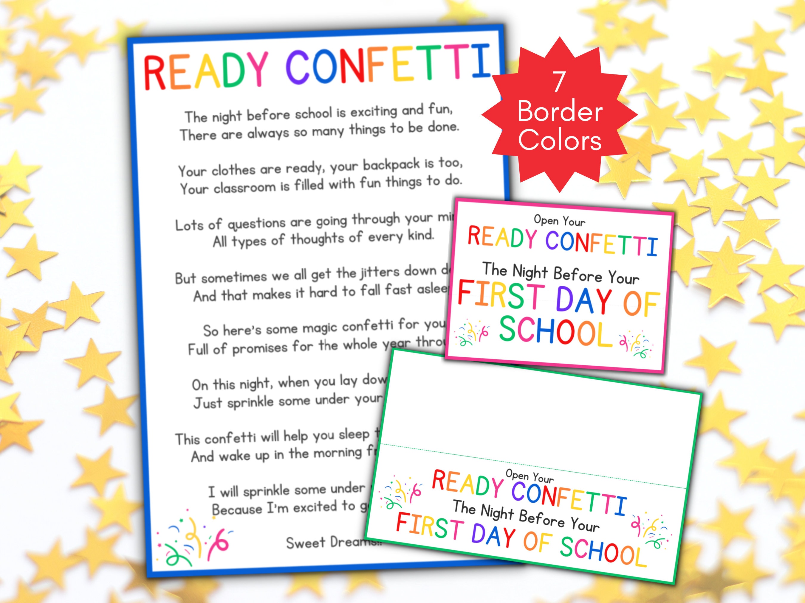 Ready Confetti Poem, Ready Confetti for Teachers, Back to School, First ...