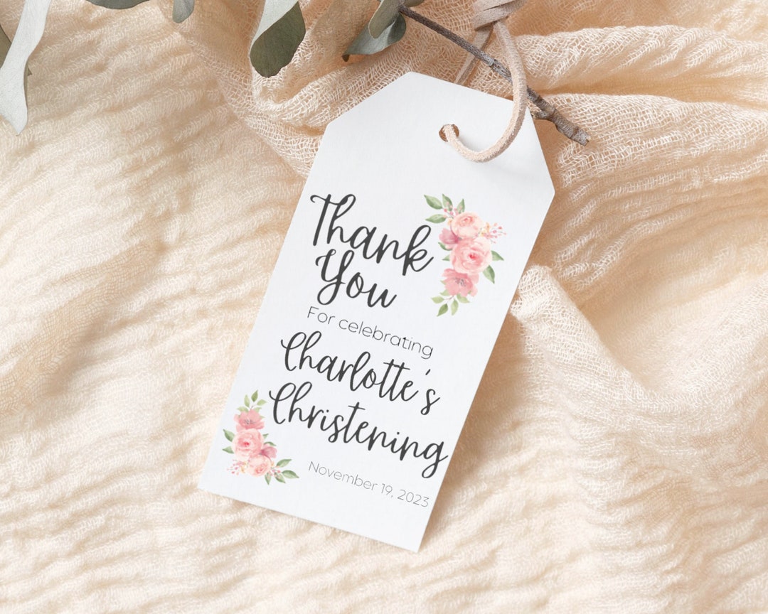 Baptism Favor Tag Template, Printable Christening Tag, Thank You Tag ...