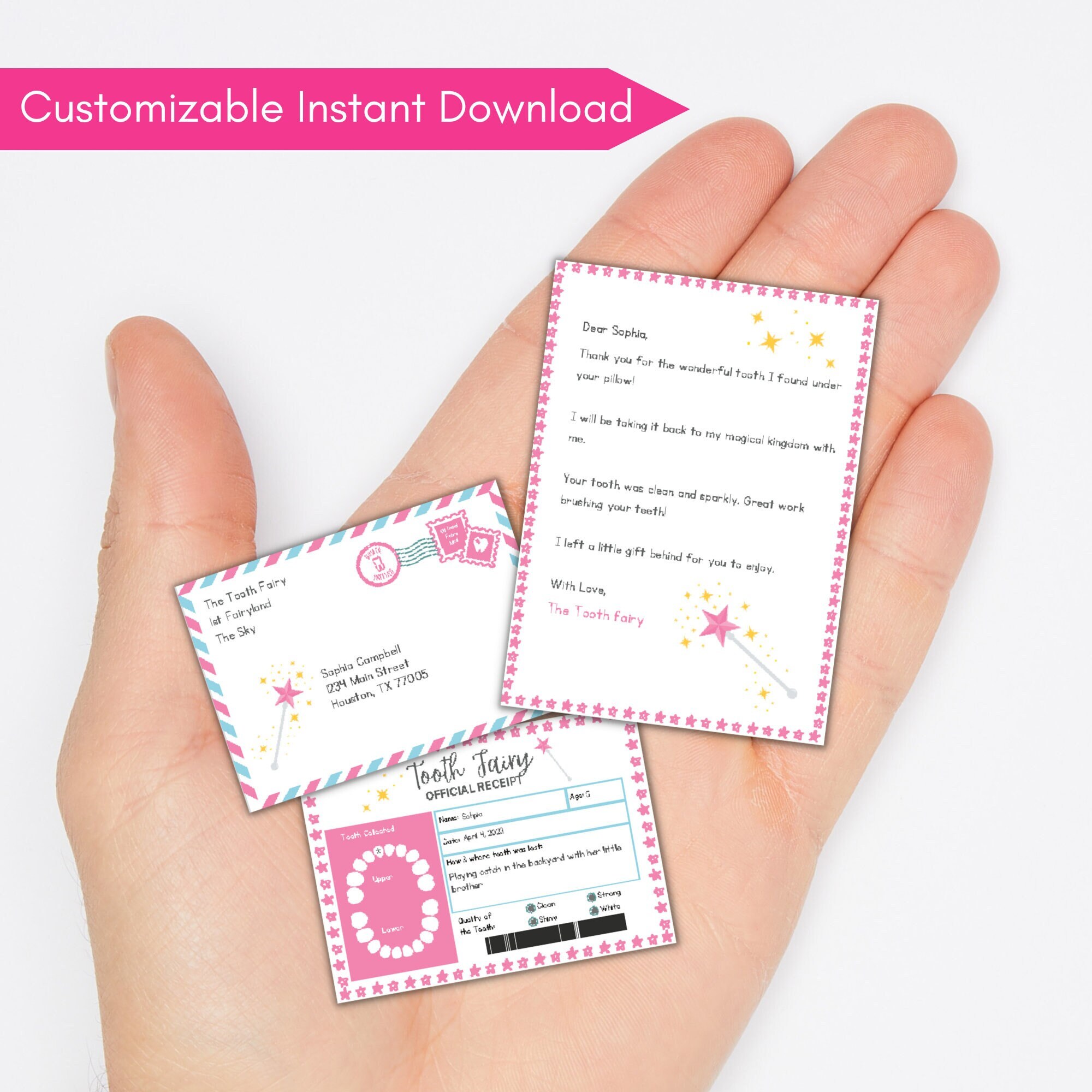 Mini Tooth Fairy Letter, Printable Tooth Fairy Receipt, Printable Tooth ...