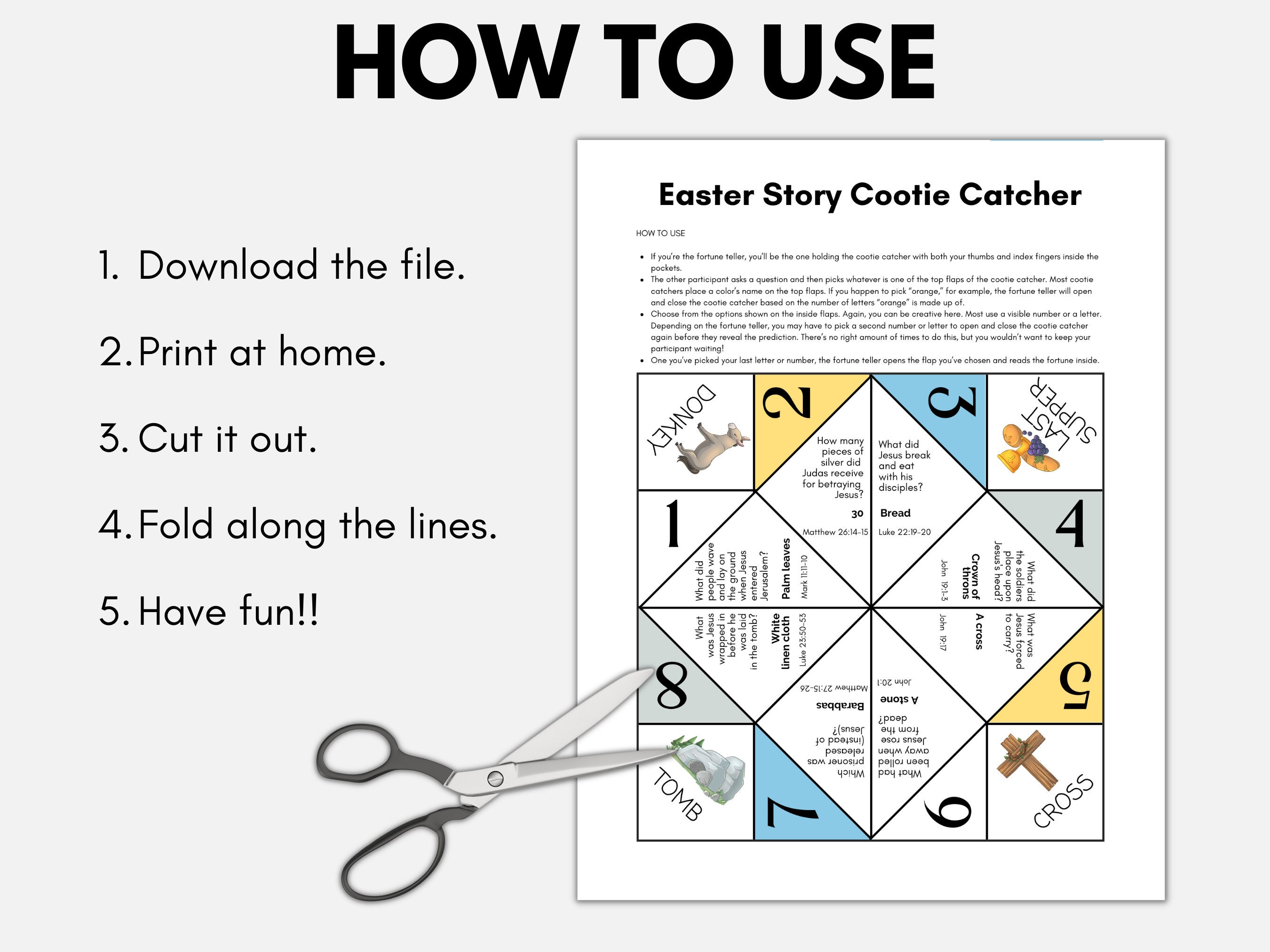 Easter Bible Story Cootie Catcher, Catholic Easter Story for Kids ...