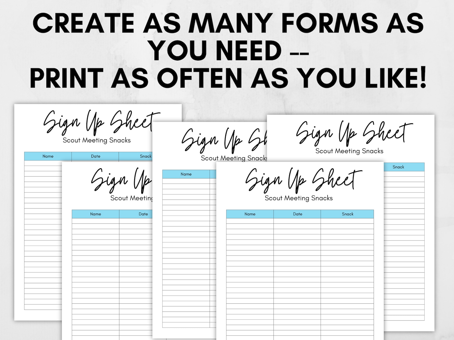 Editable Sign up Sheet, Printable Sign up Form, Sign up List, Event ...