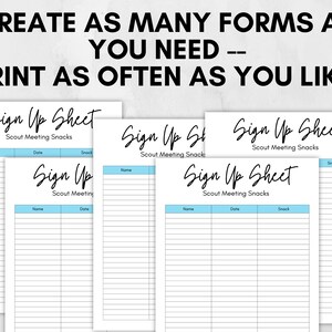 Editable Sign up Sheet, Printable Sign up Form, Sign up List, Event ...