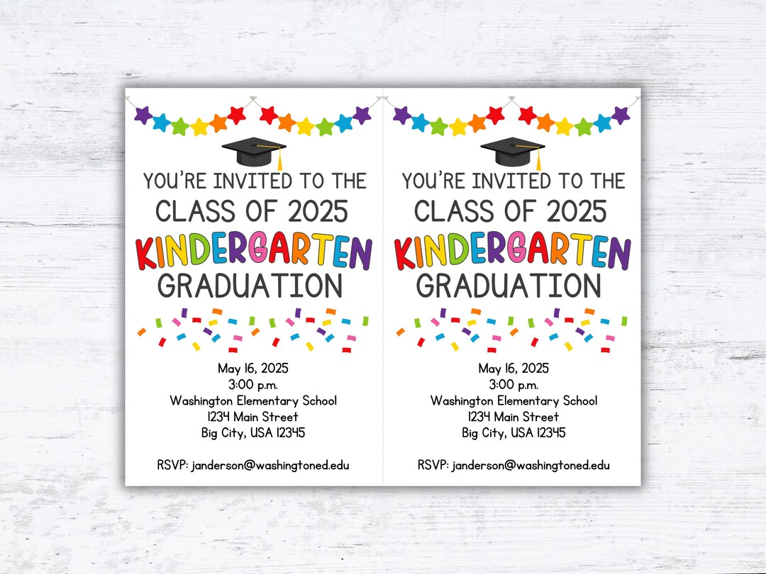 Editable Kindergarten Graduation Invitation, Kindergarten Graduation ...
