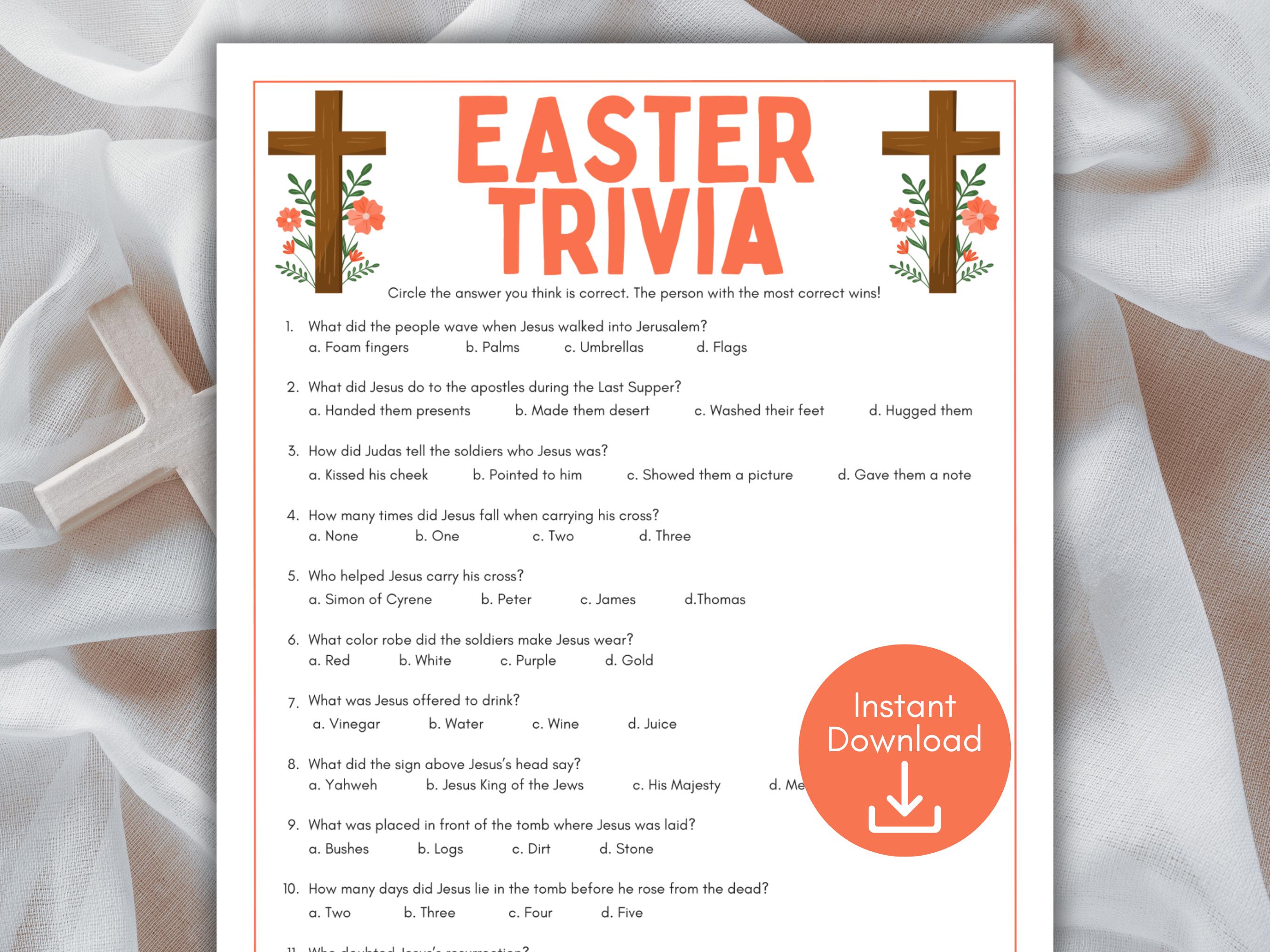 Easter Trivia, Easter Bible Trivia Game, Easter Story Trivia Game, Holy ...