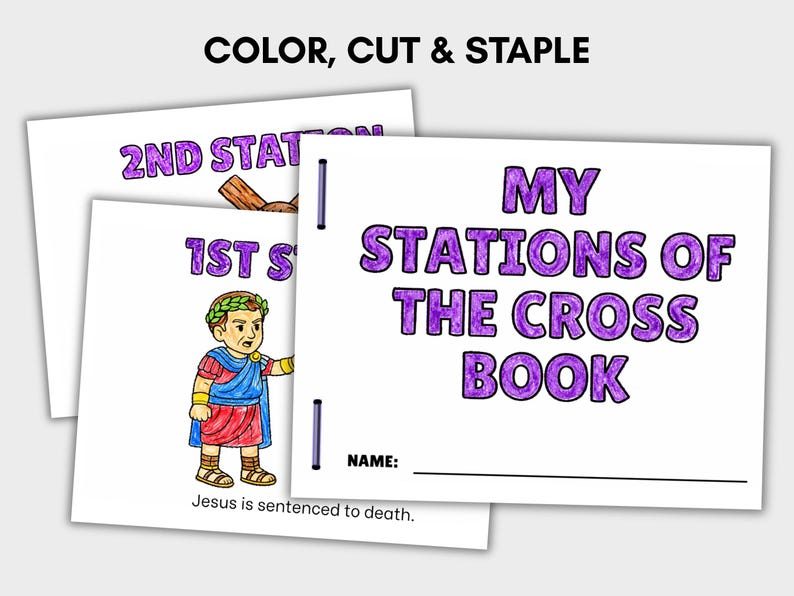 Stations of the Cross for Kids, Lent Activity, Prayer Booklet, Catholic ...