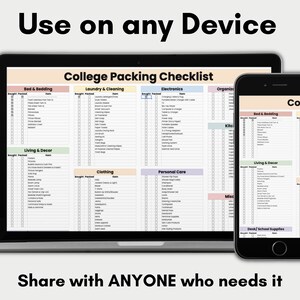 College Packing List, College Dorm Essentials List, Google Sheets ...