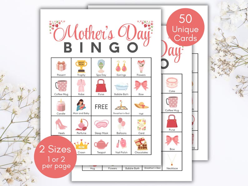 Mother's Day Bingo, Printable Mother's Day Bingo Game, Mother's Day ...