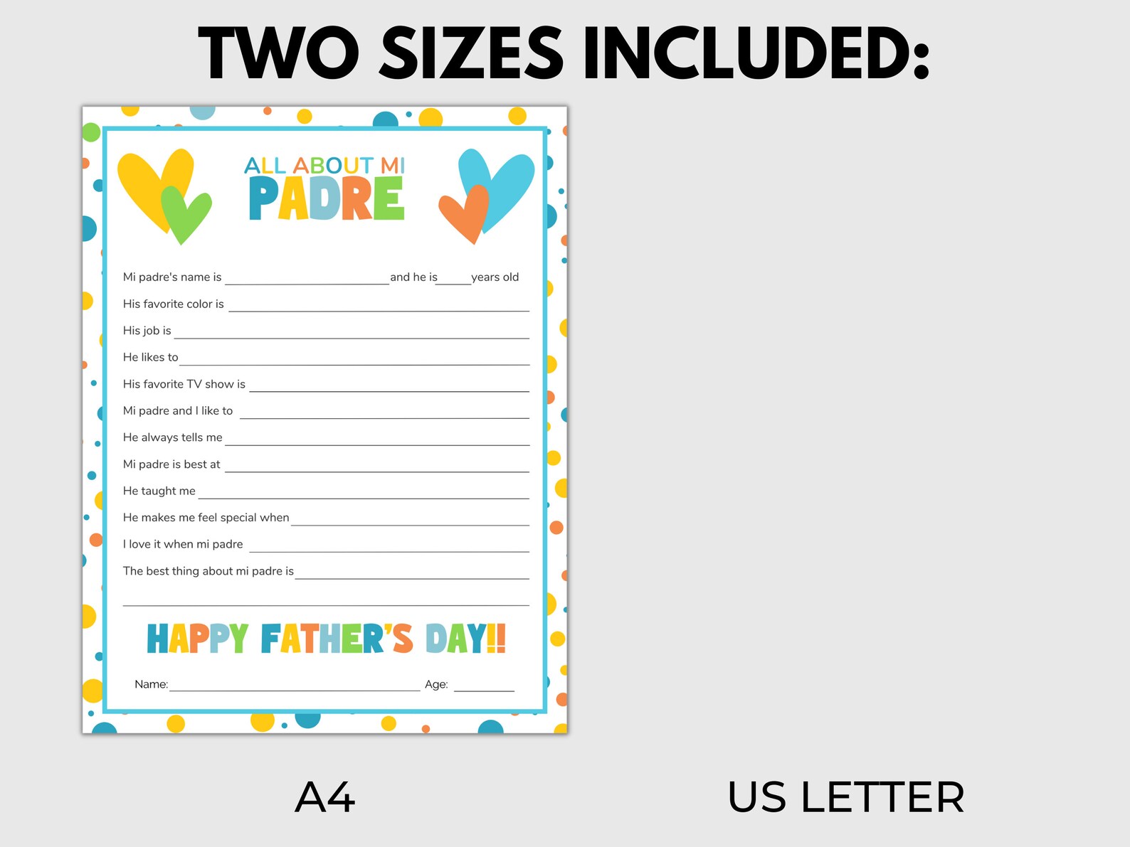 All About Mi Padre Printable, Father's Day Gift, All About Padre ...