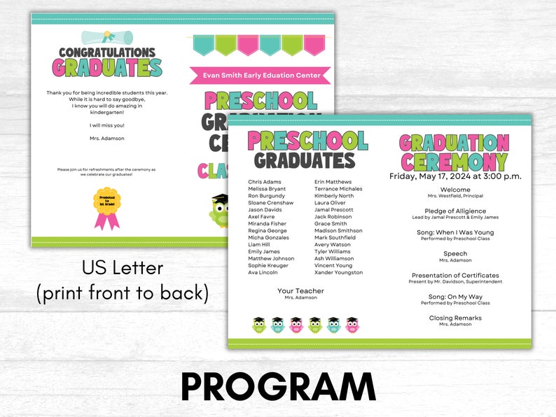 Preschool Graduation Templates, Prek Graduation Invite, Preschool ...