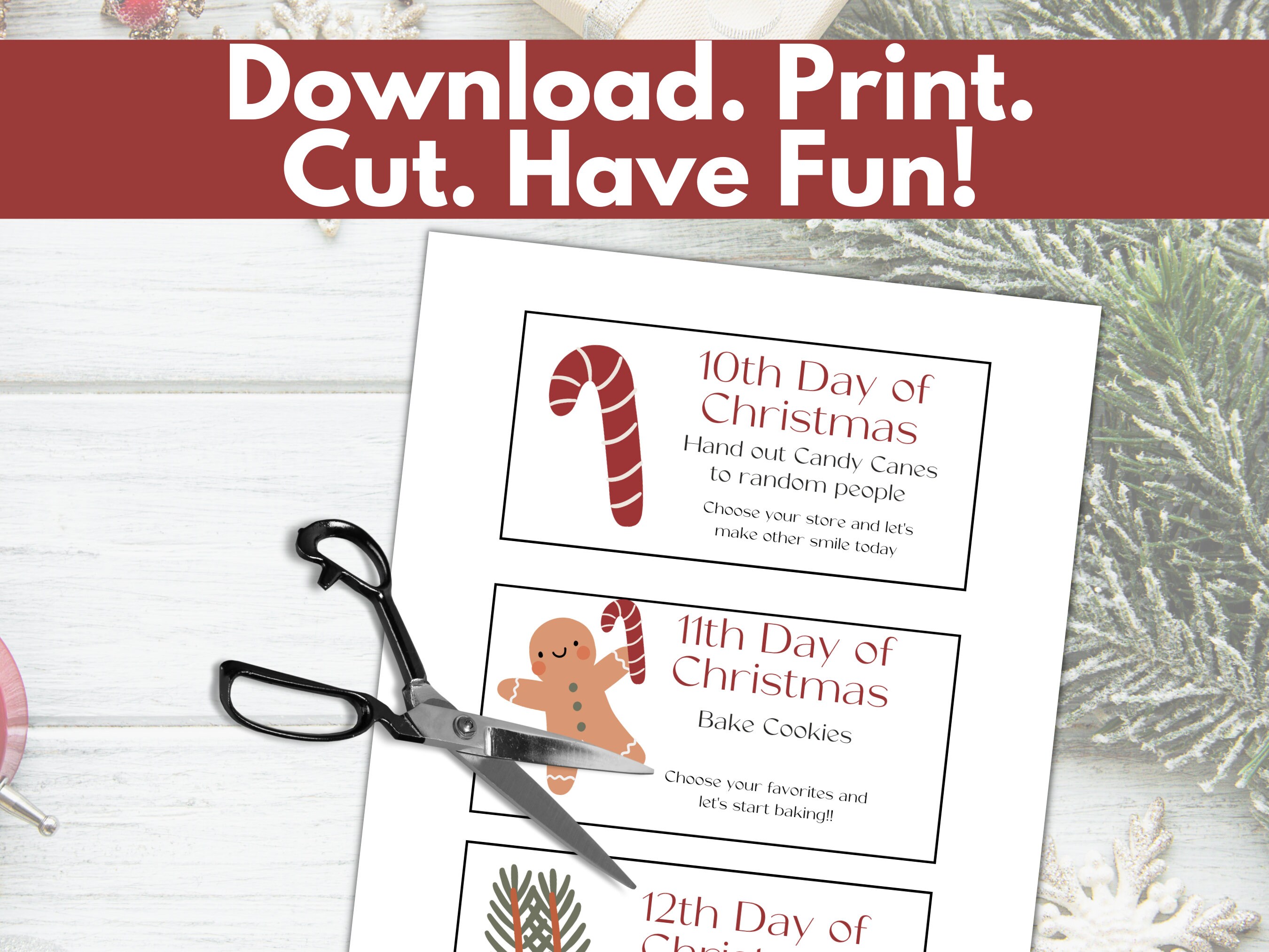 12 Days of Christmas Printable for Kids, Kids Christmas Countdown ...