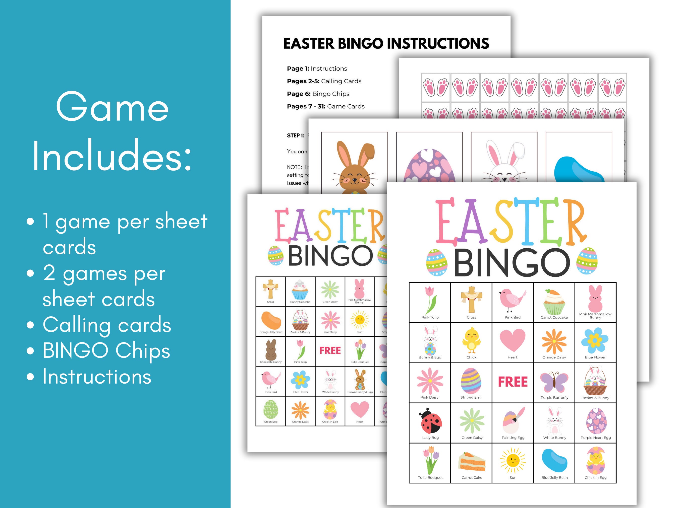 Easter Bingo Printable, Easter Activity for Kids and Adults, Easter ...