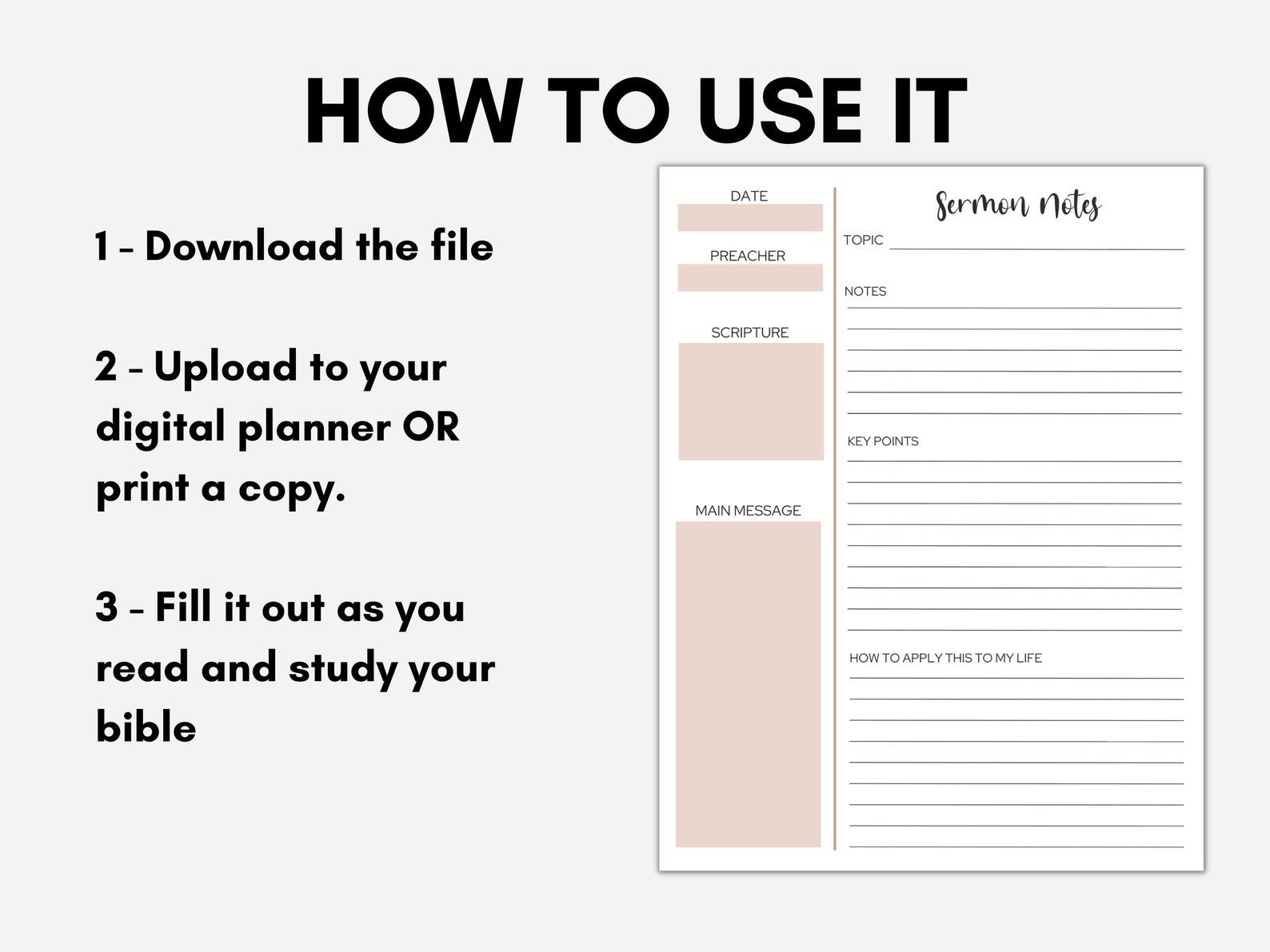 Sermon Notes Template, Printable Sermon Notes,digital Sermon Notes ...