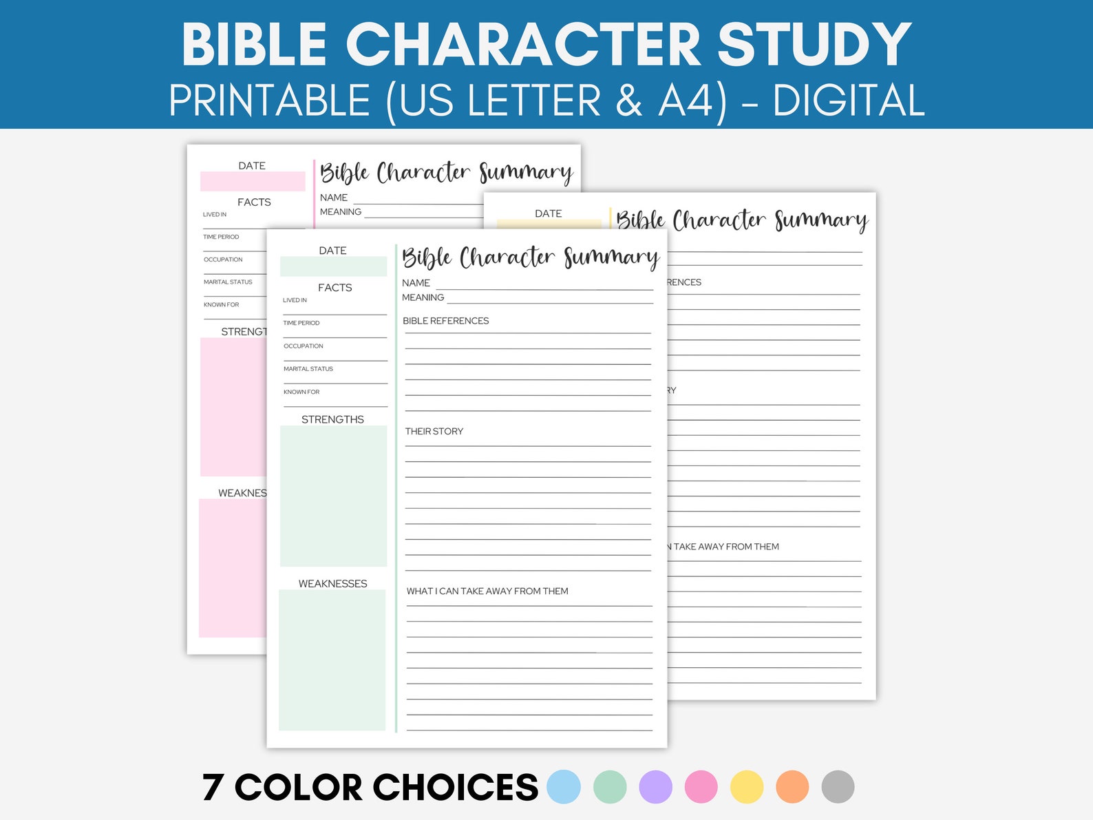 Bible Character Study Template, Printable Bible Character Study, Bible ...