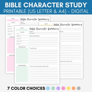 Bible Character Study Template, Printable Bible Character Study, Bible ...