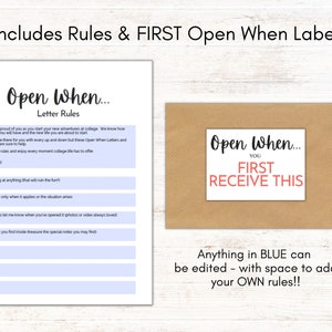 Open When Envelopes for College, Open When Letters, College Going Away ...