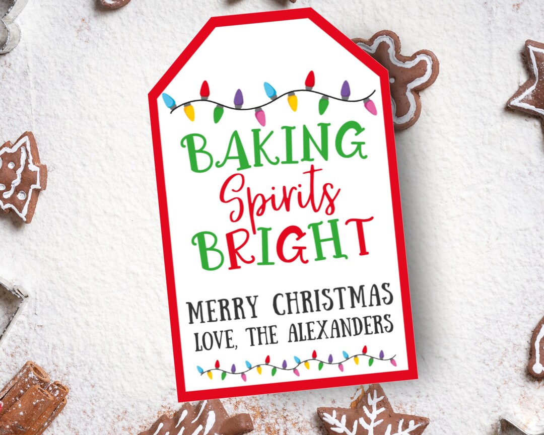 Baking Spirits Bright Cookie Tag, Baked Goods Gift Tag, Bread Printable ...