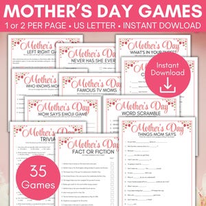 Mother's Day Games Bundle, Mother's Day Games for Brunch, Church, Women ...