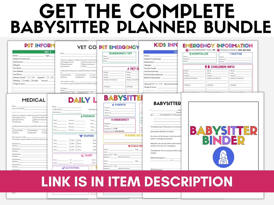 Emergency Information Sheet Babysitter Binder Childcare - Etsy