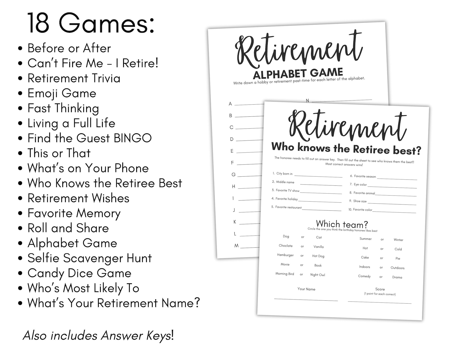 Retirement Party Games, Retirement Game Bundle, Retirement Office Party ...