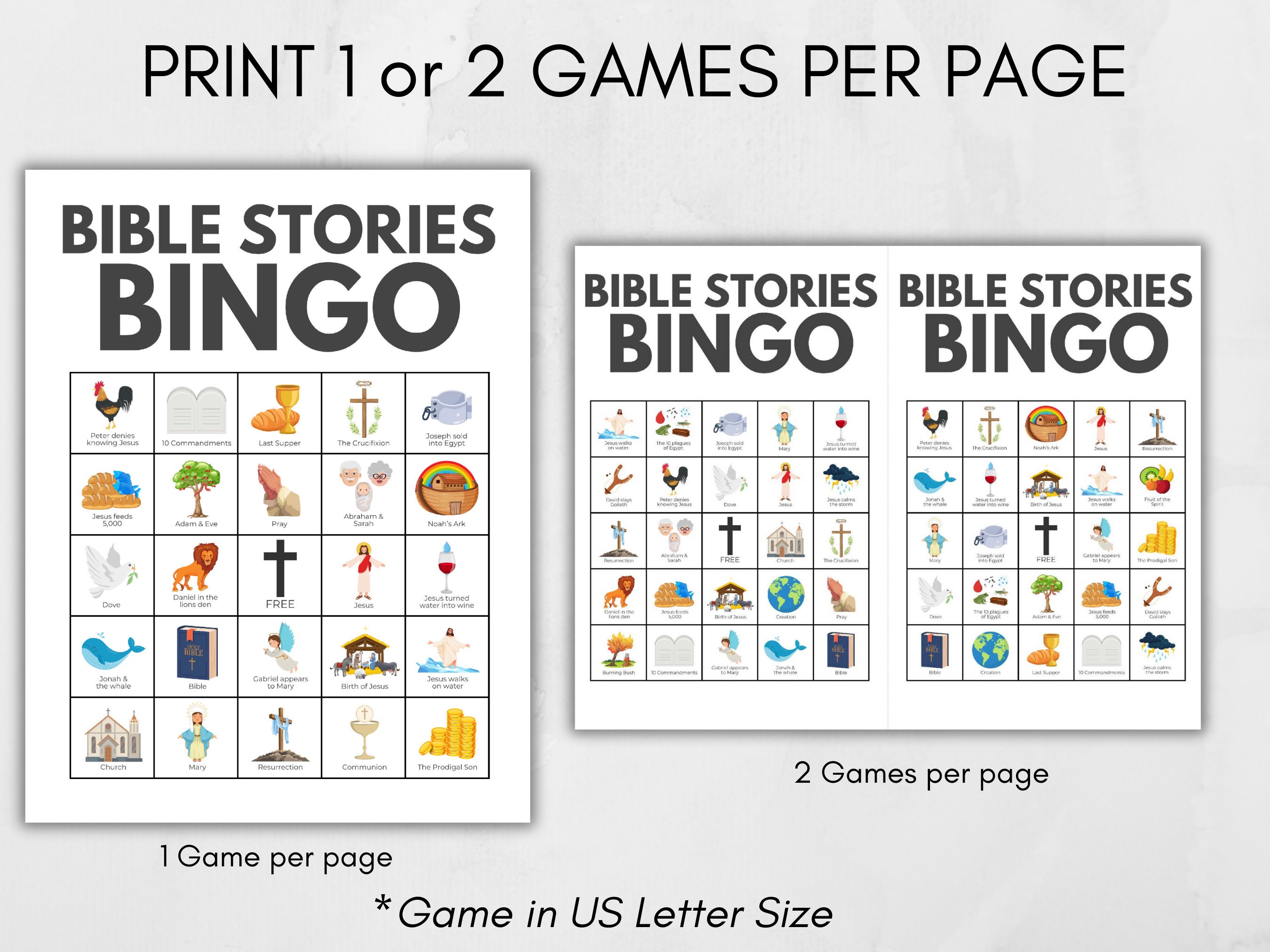 Bible Bingo, Bible Stories Bingo, Bible Activity for Kids, Bible Game ...