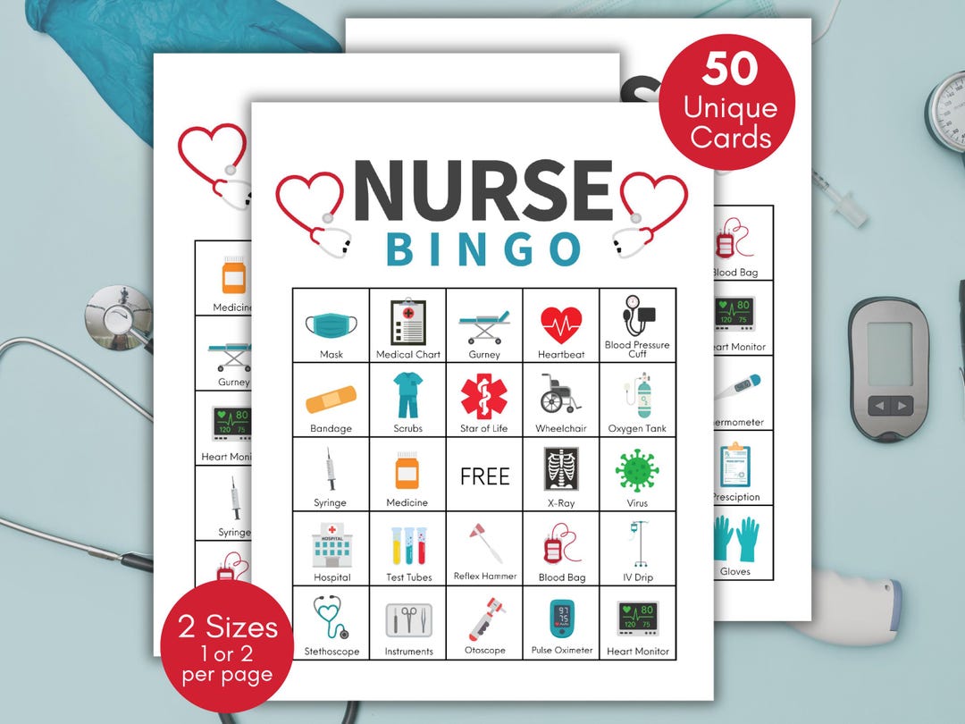 Nurse Bingo, Printable Nurse Bingo Cards, Nurse Graduation Bingo ...