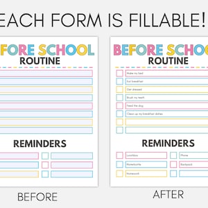 Editable School Planner, Kids School Day Checklist, Routine Chart ...