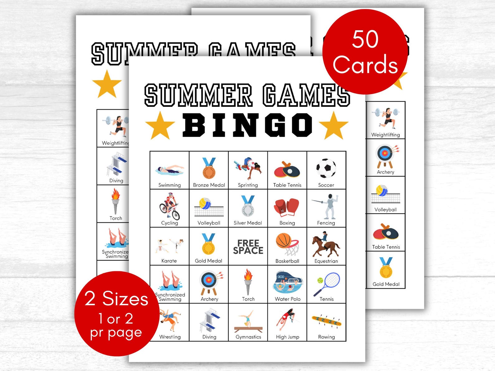 Summer Games Bingo, Sports Bingo Game, Summer Bingo, July Sports ...