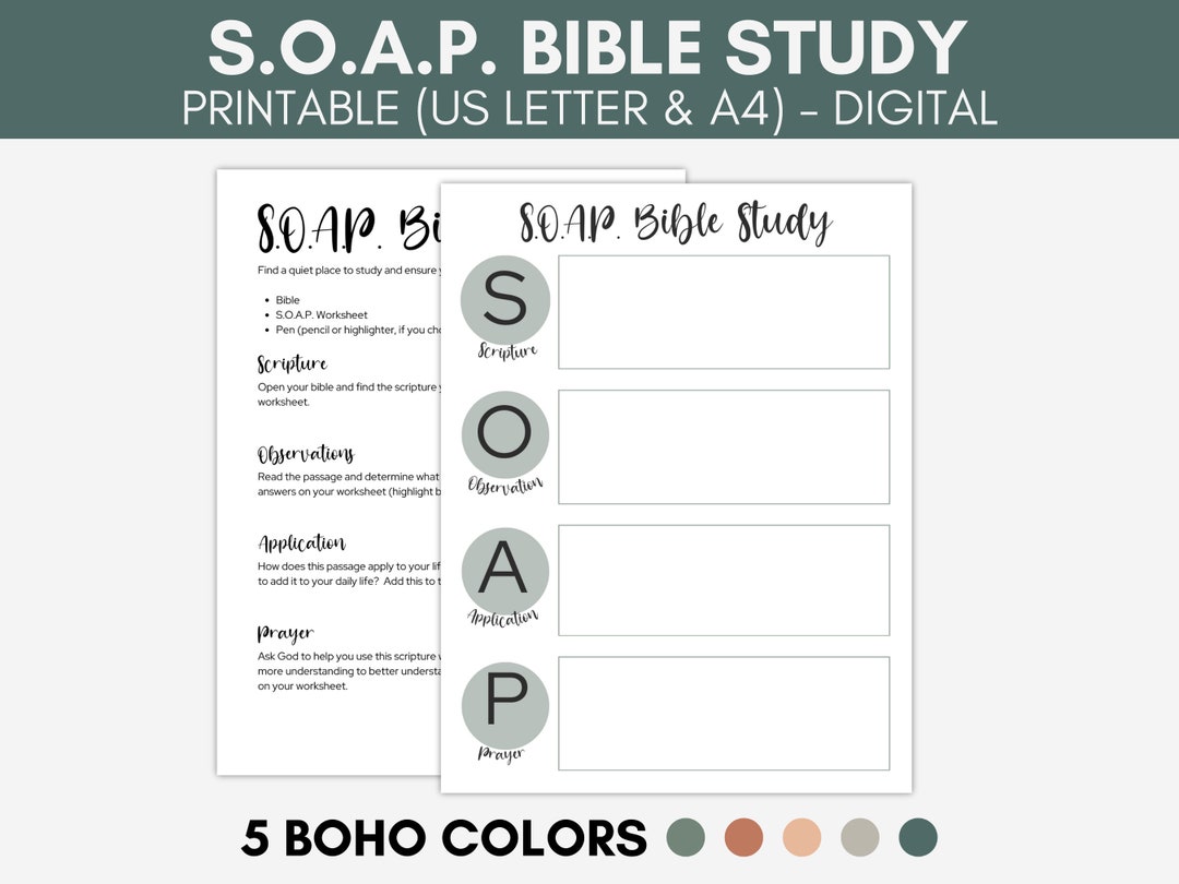 SOAP Bible Study Printable Template, Printable Bible Study Guide, Bible ...