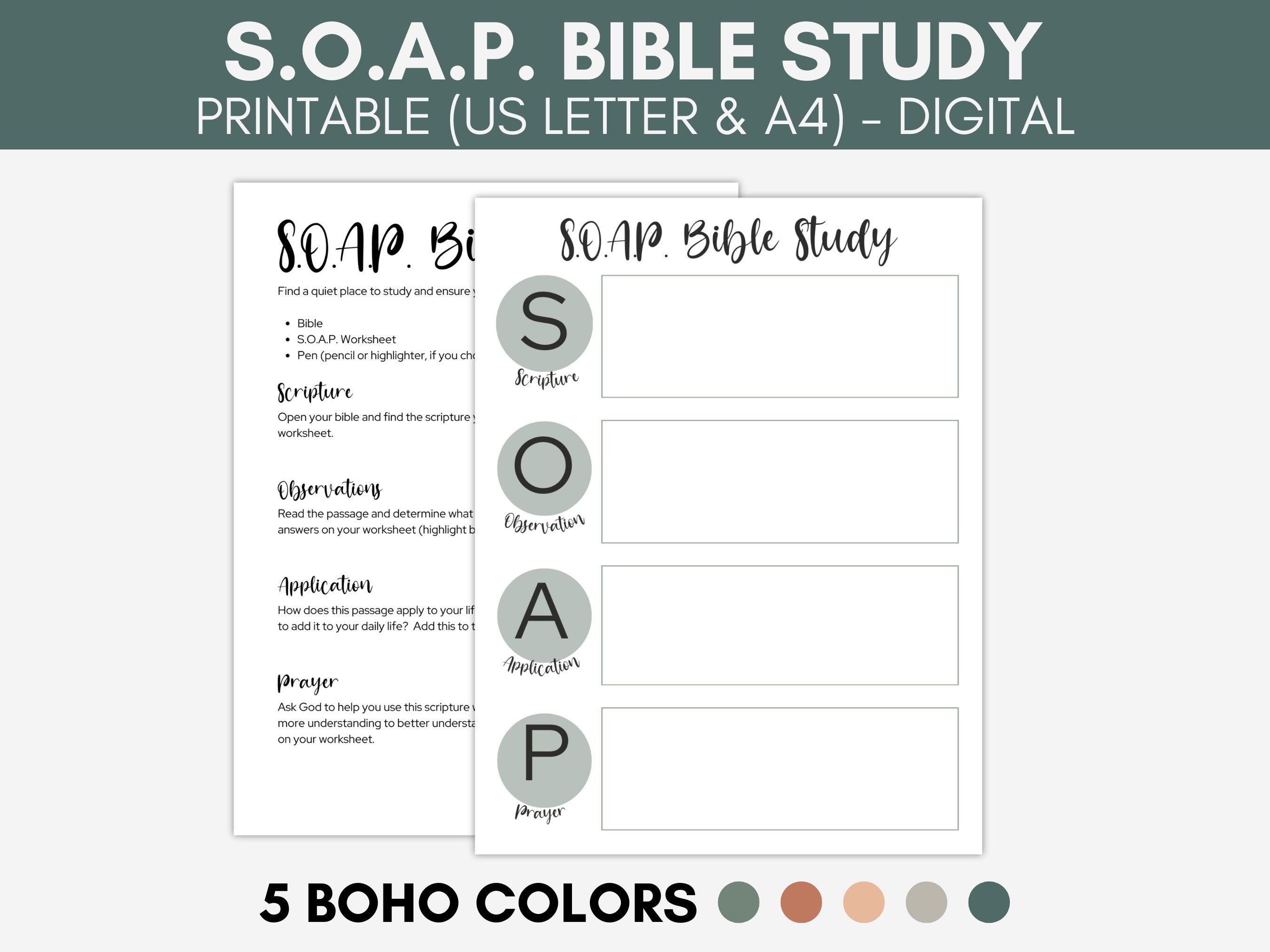 SOAP Bible Study Printable Template, Printable Bible Study Guide, Bible ...