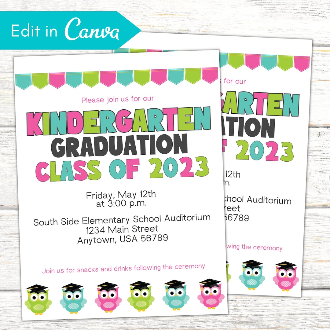 Kindergarten Graduation Invitation Editable Kindergarten - Etsy