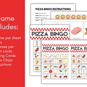 Pizza Bingo, Pizza Party Bingo, Pizza Party Game, Printable Bingo Game ...