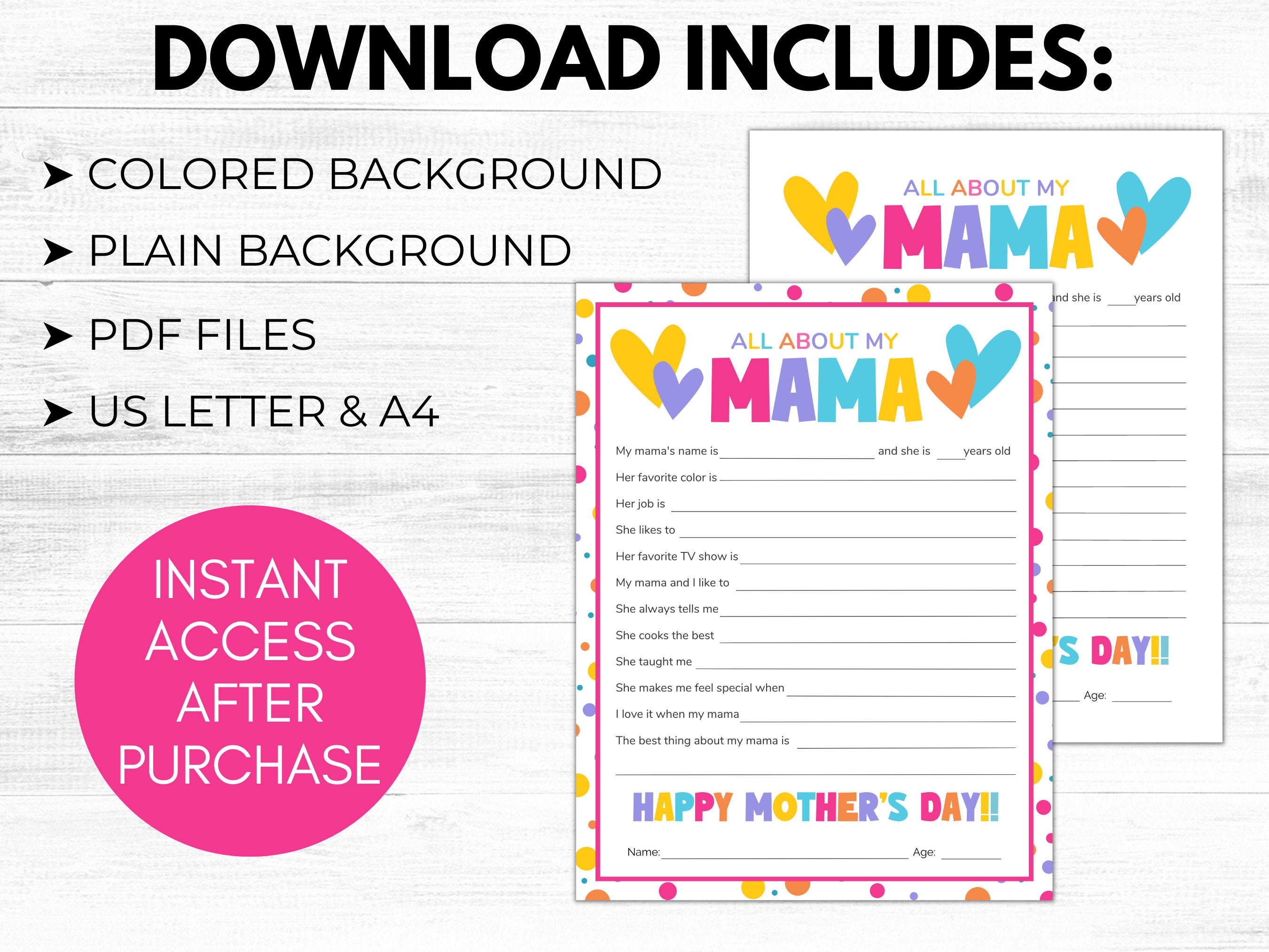 All About My Mama Printable Mother's Day Gift All About - Etsy