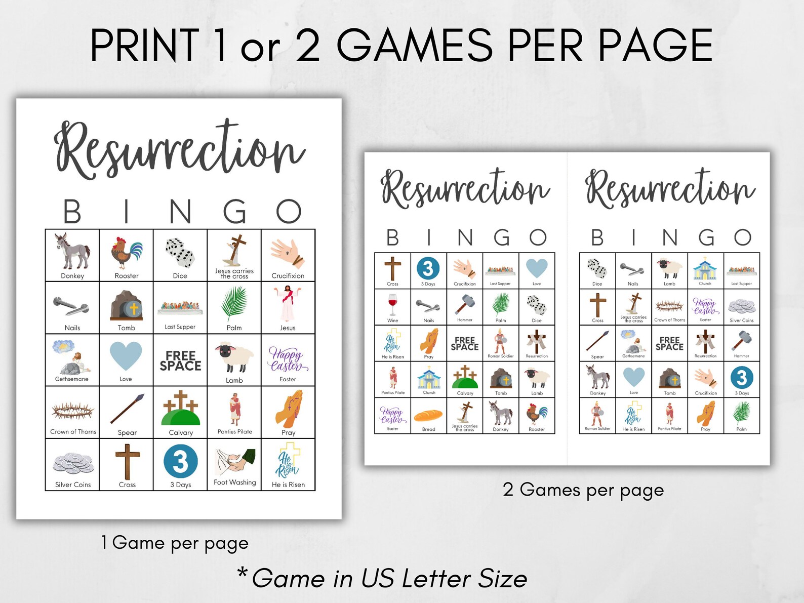 Resurrection Bingo Game, Bible Bingo, Easter Bingo, Holy Week Bingo ...