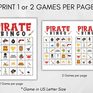 Pirate Bingo, 50 Printable Pirate Bingo Cards, Pirate Birthday Party ...