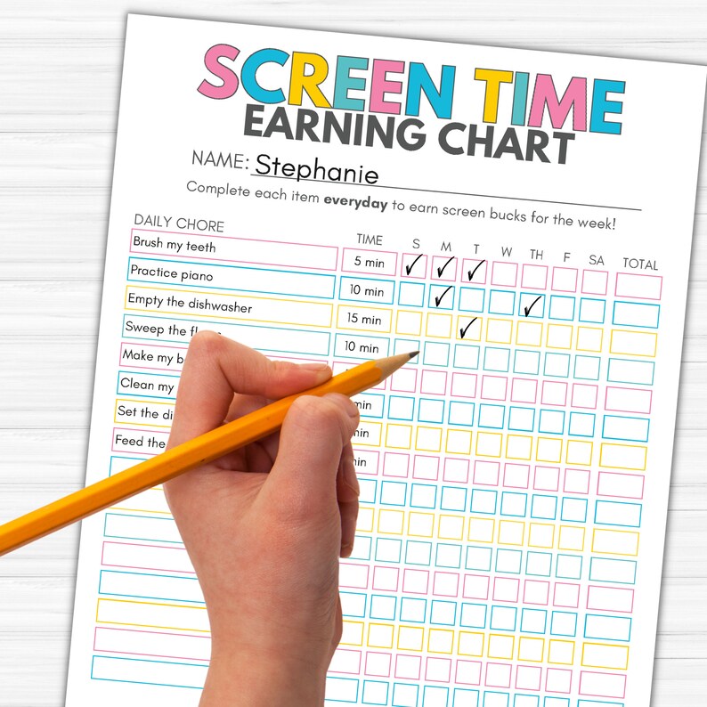 Screen Time Checklist How to Earn Screen Time Screenbucks - Etsy