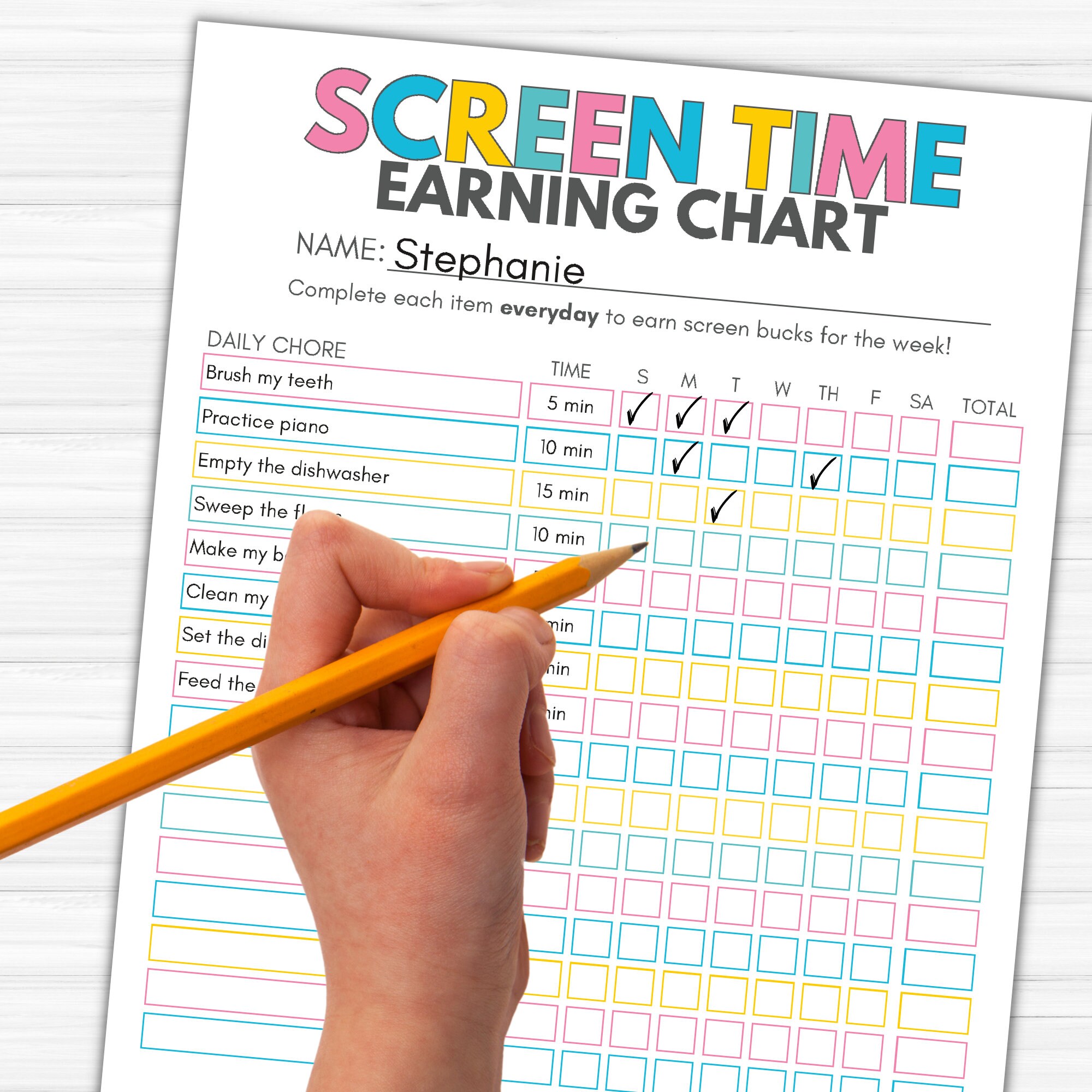 Screen Time Checklist How to Earn Screen Time Screenbucks - Etsy