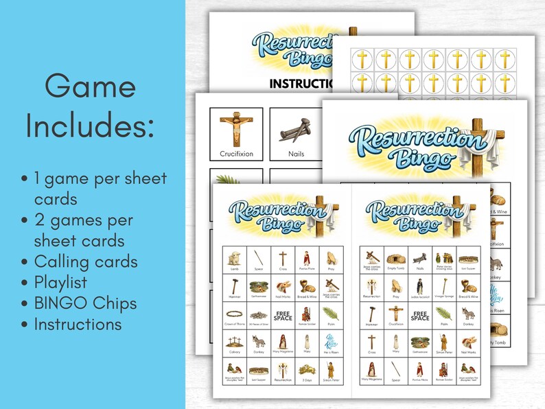 Resurrection Bingo Game, Bible Bingo, Easter Bingo, Holy Week Bingo ...
